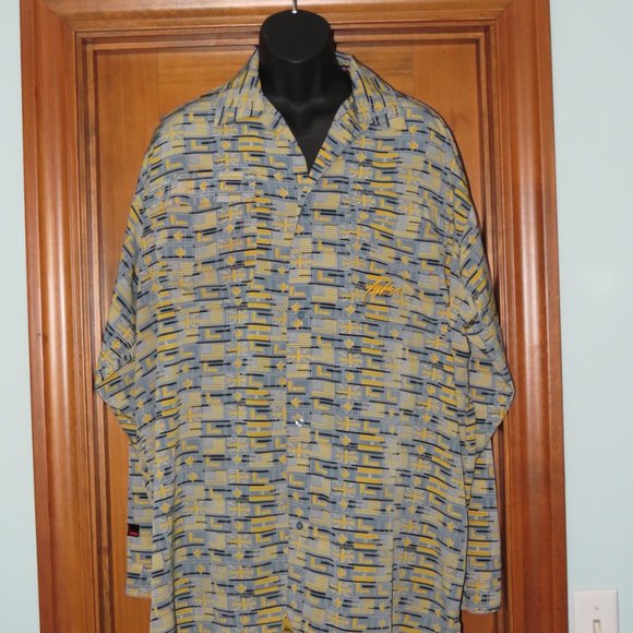 FUBU | Shirts | Fubu Mens Long Sleeve Limited Edition Flags Yellow Grey Button Up Shirt | Poshmark